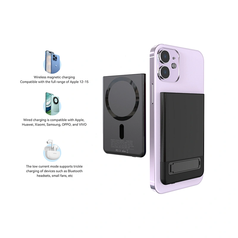 slim magsafe power bank , magnetic wireless powerbank 5000mAh , metal ...